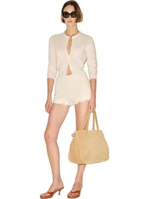 REFORMATION Donya Cotton Crochet Shorts Ivory