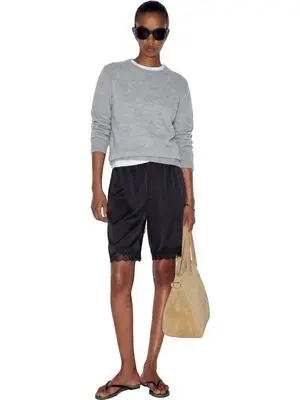 REFORMATION Clara Silk Bermuda Short - Black