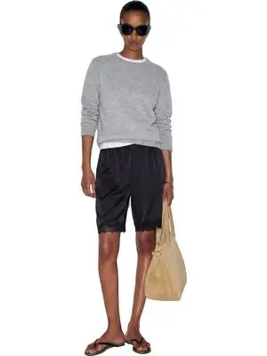 REFORMATION Clara Silk Bermuda Shorts - Black