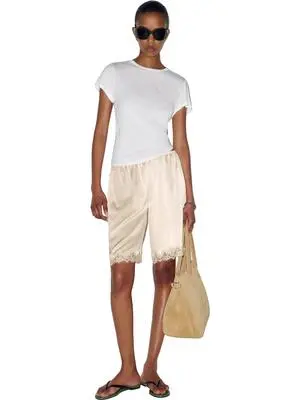REFORMATION Clara Silk Bermuda Short - Ivory