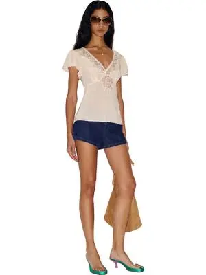 REFORMATION Reformation Zella Lace Top Ivory