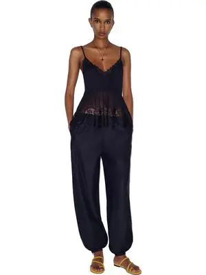 REFORMATION Verity Lace Top - Black