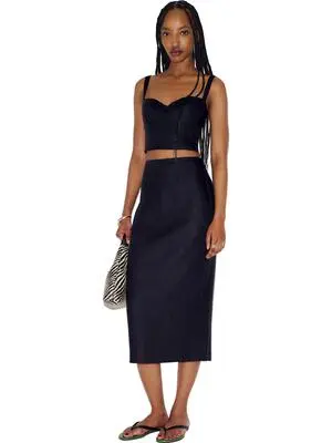 REFORMATION Fontana Linen Two-piece Set - Black