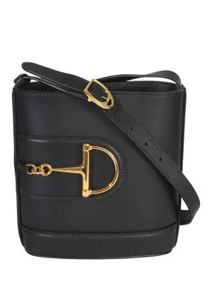 Gucci Smooth Calfskin Hasler Horsebit Bucket Bag - Black