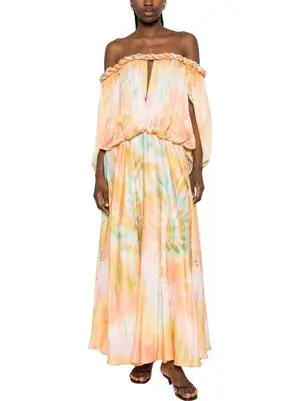 Zimmermann Luna Silk Maxi Dress Orange
