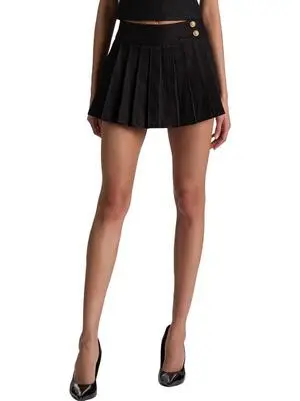 Alice + Olivia Noah Linen Mini Skort - Black
