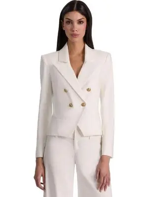 ALICE + OLIVIA Alice + Olivia Sable Linen Cropped Blazer