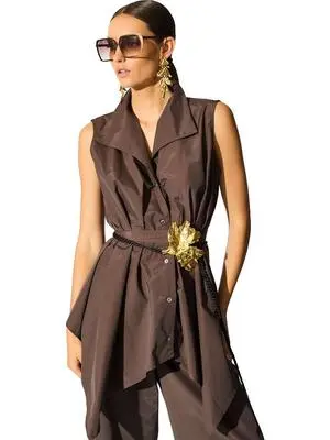 Natori Techno Poplin Sleeveless Handkerchief Hem Shirt - Multicolor