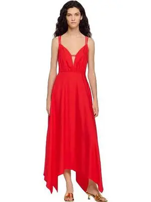 Sandro Asymmetric Maxi Dress - Red