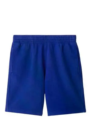 Burberry Equestrian Knight Appliqué Cotton Shorts - Blue