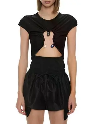 Christopher Esber Hiero Crystal Capped T-shirt - Black