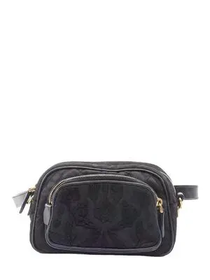 Prada 2000s Floral-embroidered Cross Body Bag - Black