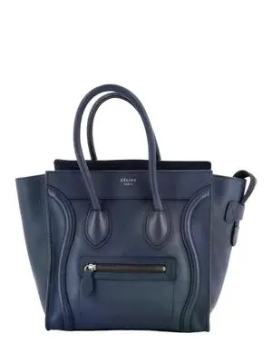 Celine Luggage Bag Grainy Leather Micro Tote - Blue