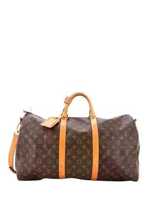 LOUIS VUITTON Keepall Bandouliere 50 Monogram Canvas Travel Bag - Brown