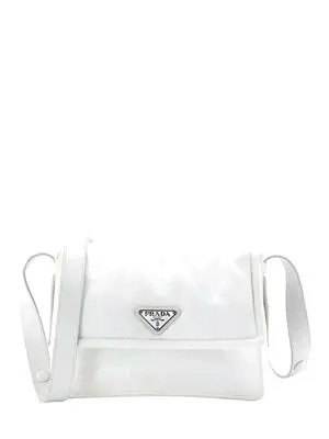 Prada Padded Flap Shoulder Bag Re-nylon Small Crossbody Bag - White