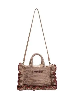 TWINSET Crochet Fabric Bag With Logo Pattern - Multicolor