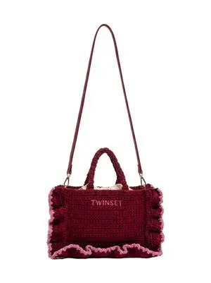TWINSET Crochet Fabric Bag With Logo Pattern - Red