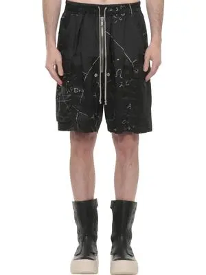 Rick Owens Printed Viscose Blend Cargo Shorts - Black