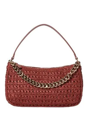 TWINSET Woven Shoulder Bag With Gold Tone Chain - Red