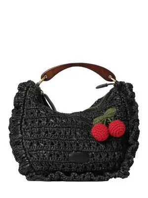 TWINSET Raffia Hobo Bag - Black