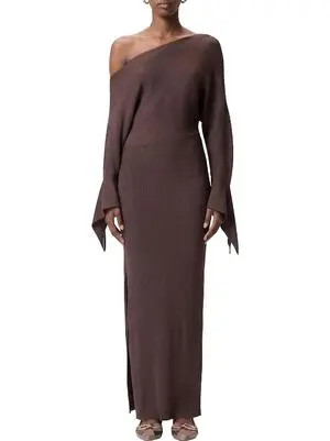 Pinko Ribbed Knit Maxi Dress - Brown