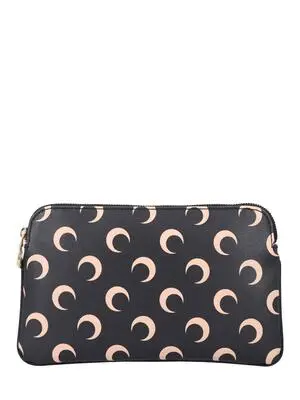 MARINE SERRE Crescent Moon Leather Clutch - Black
