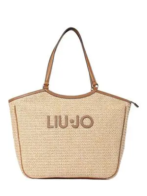 Liu Jo Raffia Tote Bag With Embossed Logo - Leather