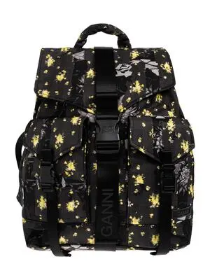 GANNI Floral Motif Backpack Grey