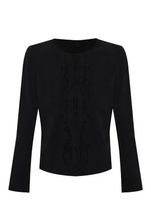 Emporio Armani Jacket With Ruffle - Black