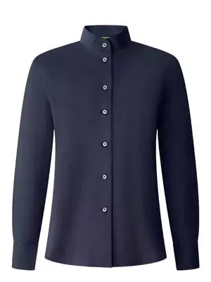 Shanghai Tang Silk Button Down Blouse - Blue
