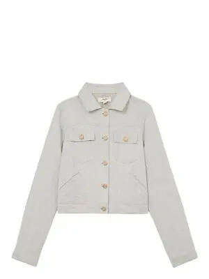 REISS Lyocell And Linen Trucker Jacket - Neutral
