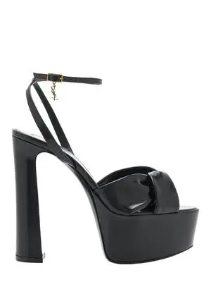 Saint Laurent Franciane Leather Platform Sandals - Black