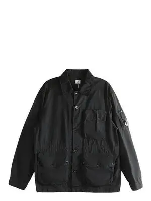 C.P. COMPANY Flatt Nylon Mixed Button Lens Jacket - Black