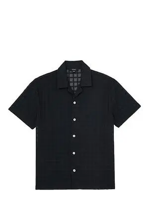 REISS Belardo Textured Crochet Shirt - Navy