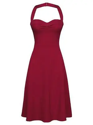 House Of Cb Carolla Halterneck Woven Midi Dress - Wine