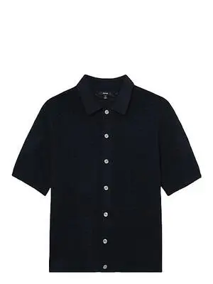 REISS Phoenix Short-sleeved Knitted Shirt - Navy