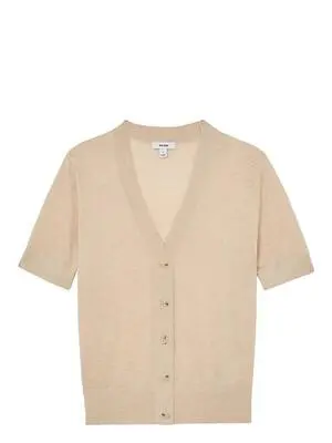 REISS V-neck Knitted Cardigan - Neutral