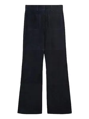 REISS Priya Flared Suede Trousers Navy
