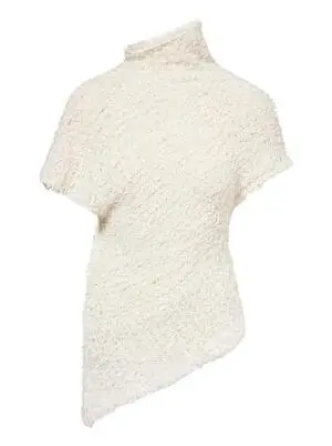 Khaite Rhodes Asymmetric Bouclé Cotton Top - Ivory
