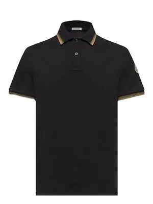 Moncler Trim Detail Short Sleeve Polo Shirt - Black