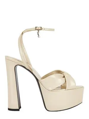 Saint Laurent Franciane Platform Sandal - Light Marble White
