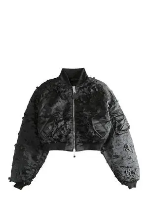 Cecilie Bahnsen Laser Cut Bomber Jacket - Black