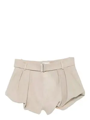 Magda Butrym Pleated Belted Shorts - Neutrals