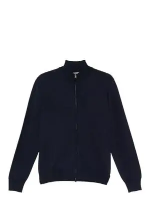 Canali Zip-up Knitted Cardigan - Blue