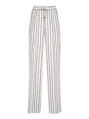 Kiton Wide Leg Silk Pants - Beige
