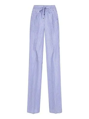 Kiton Wide Leg Silk Pants - Blue