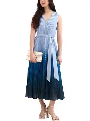PHASE EIGHT Sleeveless Ombre Pleated Midi Dress - Blue