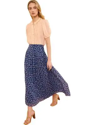 Ulla Johnson Printed Silk Reina Midi Skirt - Dusk
