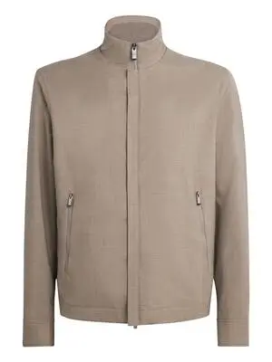 Paul & Shark Wool-Silk Bomber Jacket Beige