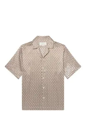 Frescobol Carioca Roberto Camp-collar Printed Silk-voile Shirt - Brown
